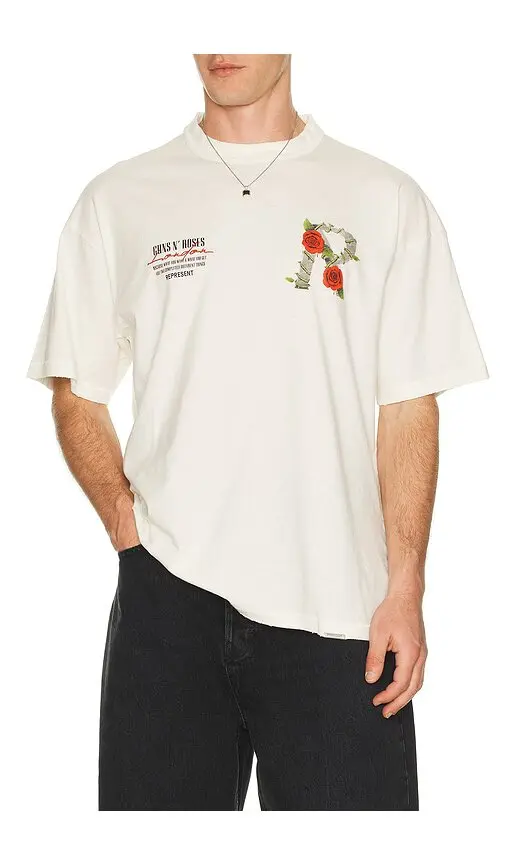 Represent X Guns N' Roses Tour T-Shirt In White - Flat White
